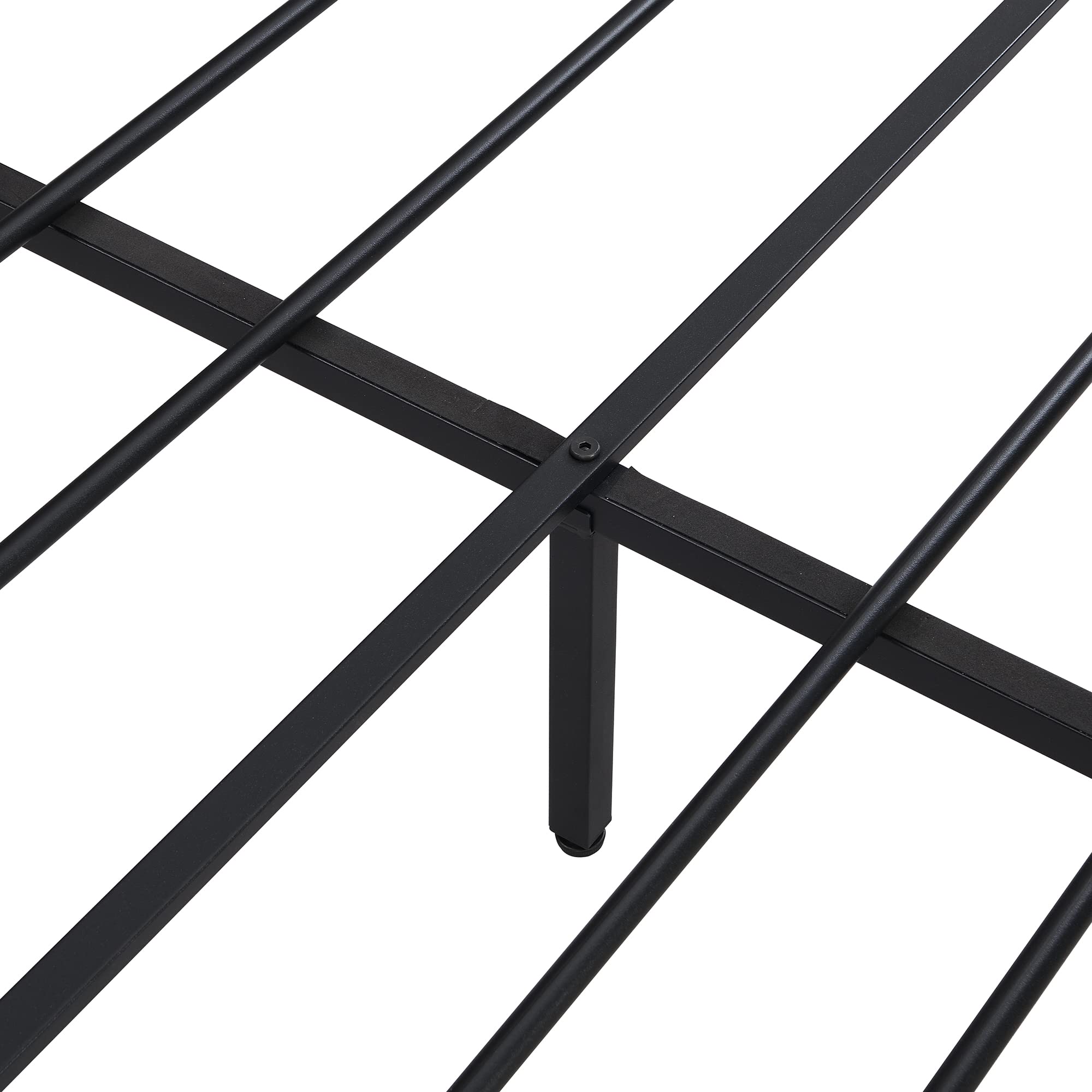 King Bed Frame with Charging Station, Metal Platform Bed Frame King Size with 2-Tier Storage Headboard, Outlets and USB Ports, Heavy Duty Mattress Foundation, No Box Spring Needed