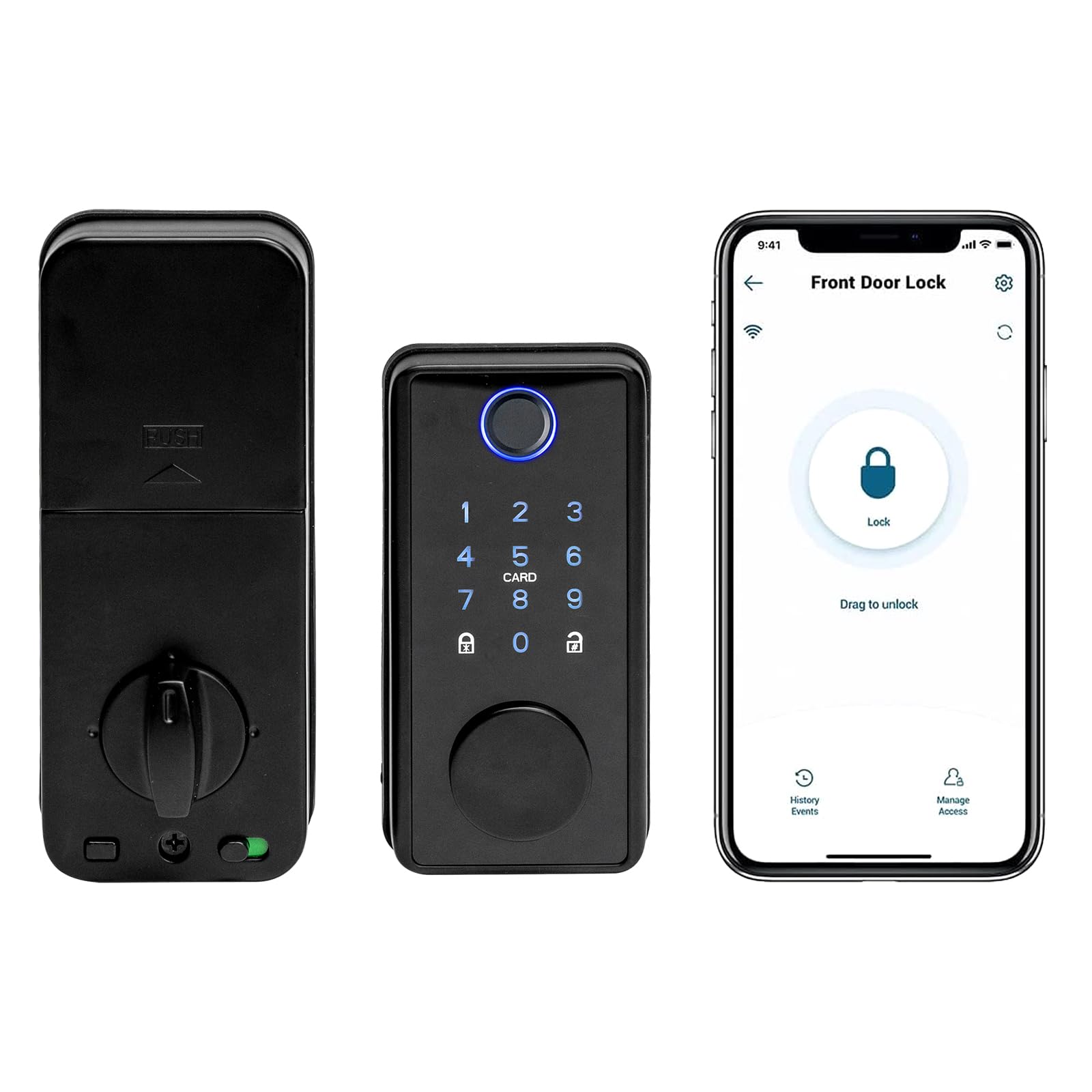 Jenified Smart Lock 6-in-1 Fingerprint Bluetooth Keypad with Key Touchscreen Keypad with Bluetooth APP Control