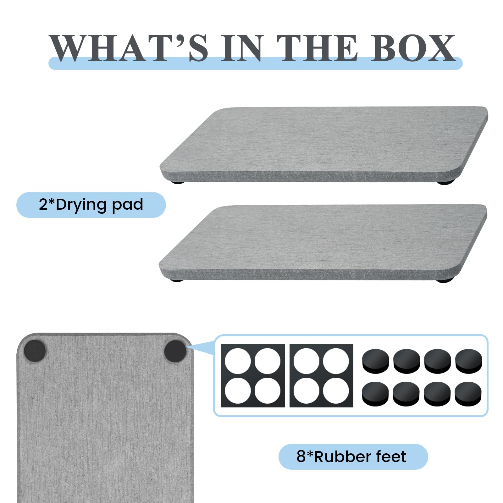 Water Absorbing Stone Tray For Sink,2 Pack Instant Dry Sink Organizer Bathroom,Fast Drying Stone Sink Tray,Fast Drying Sink Caddy（Grey)