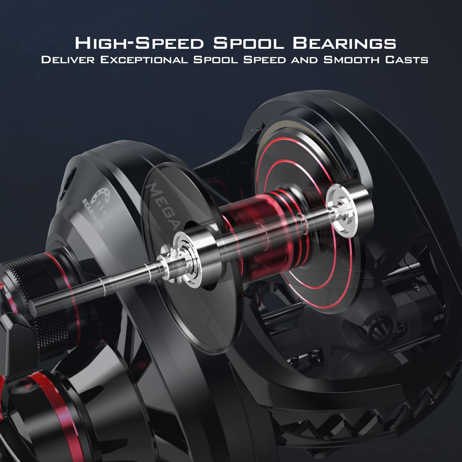KastKing MegaJaws Baitcasting Reel,7.2:1 Gear Ratio,Left Handed Fishing Reel,New Compact Design,Blacktip