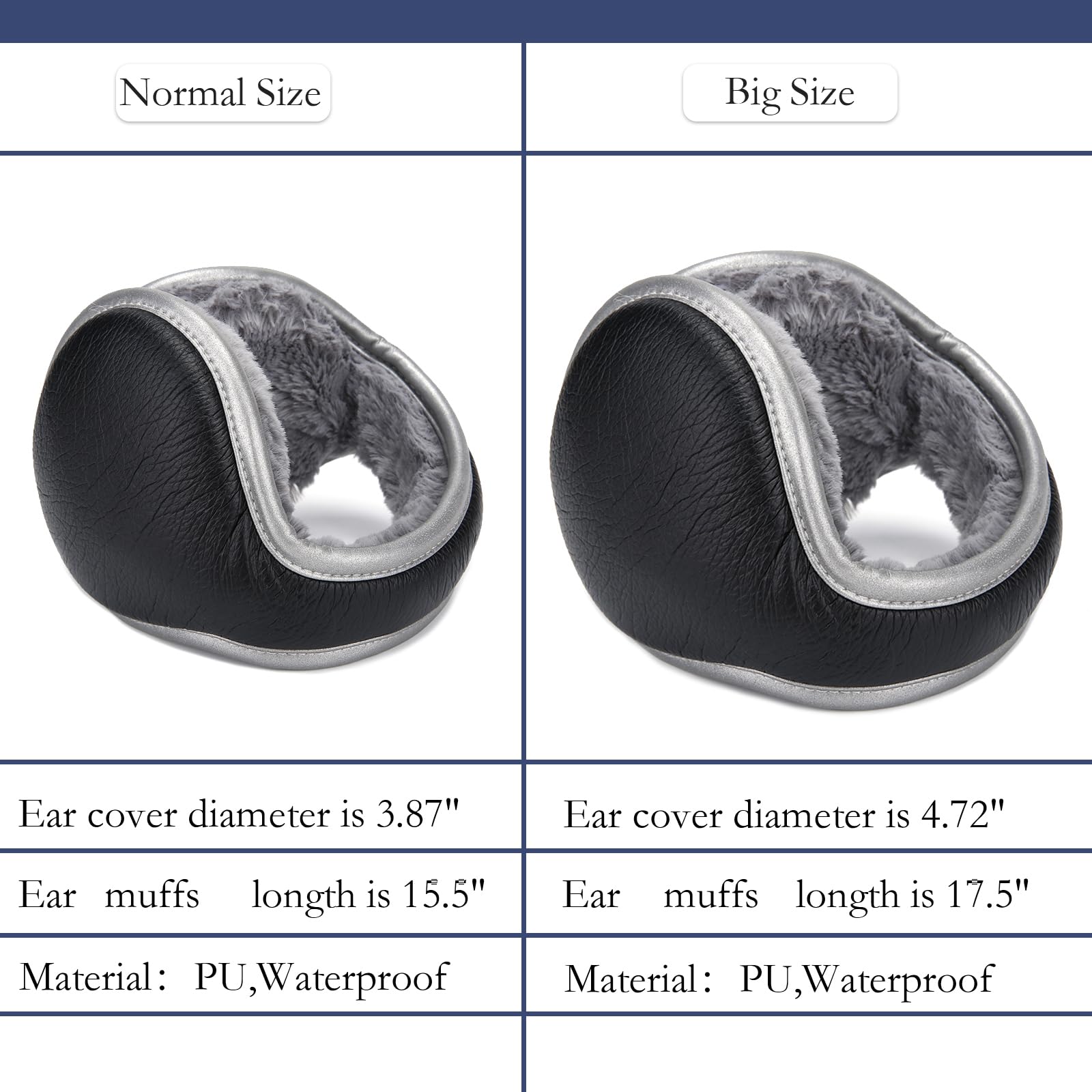 LCXSHYE Ear Warmers Winter Foldable Fleece Warm Outdoor Earmuffs Unisex Adjustable Ear Muffs for Men Women (Black)