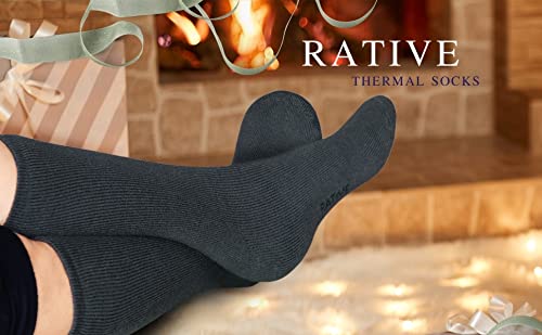 RATIVE Cold Weather Thick Heat Trapping Insulated Thermal Boots Socks Pack Warm Winter Long Crew for Men Women (12-14,2 pairs/black+grey+navy)