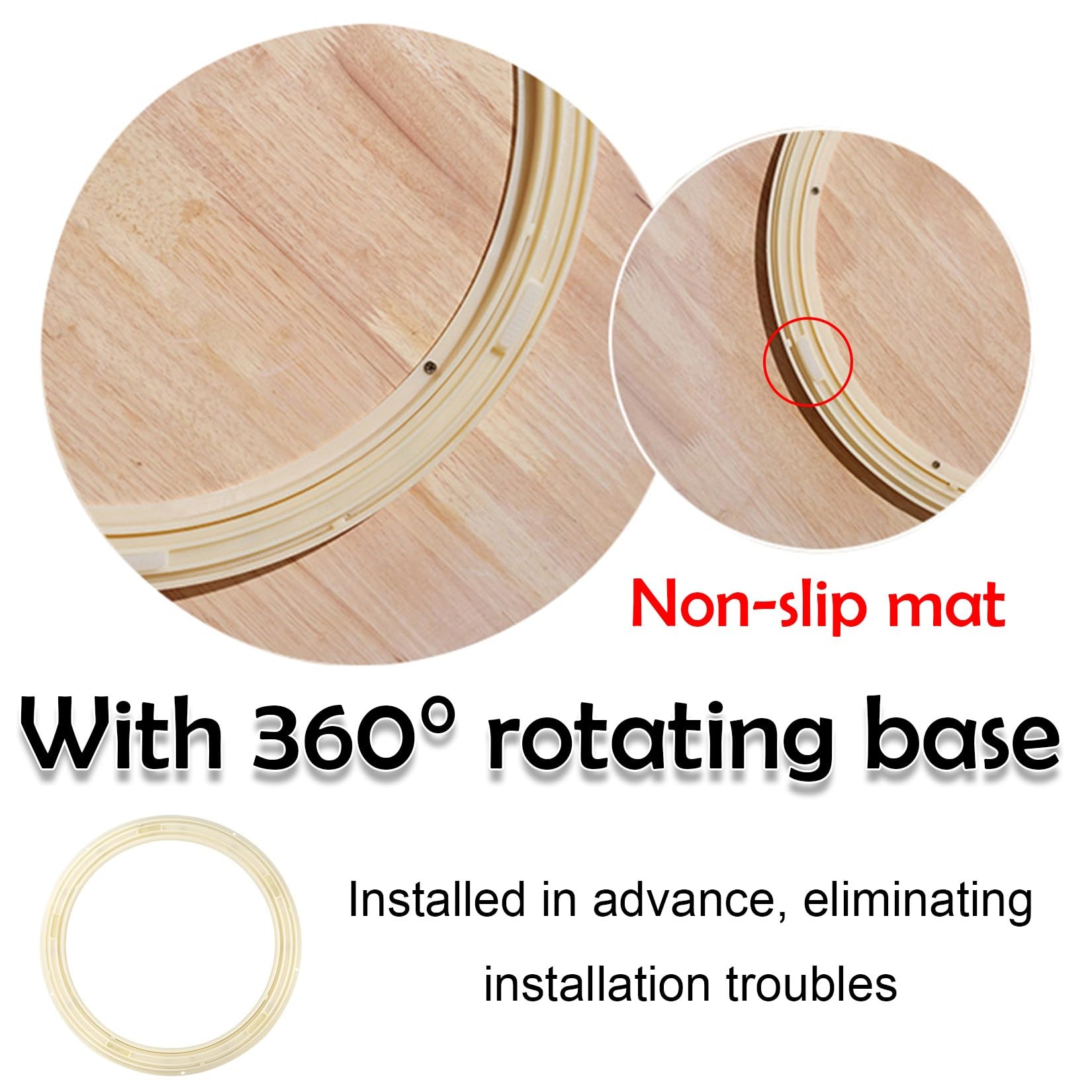 Lazy Susan Turntable For Dining Table, 20" 24" 28" 32" 36" 39" Wood Serving Tray With 360° Smooth Rotation Swivel Base, Easy To Share Food Rotating Serving Plate Round