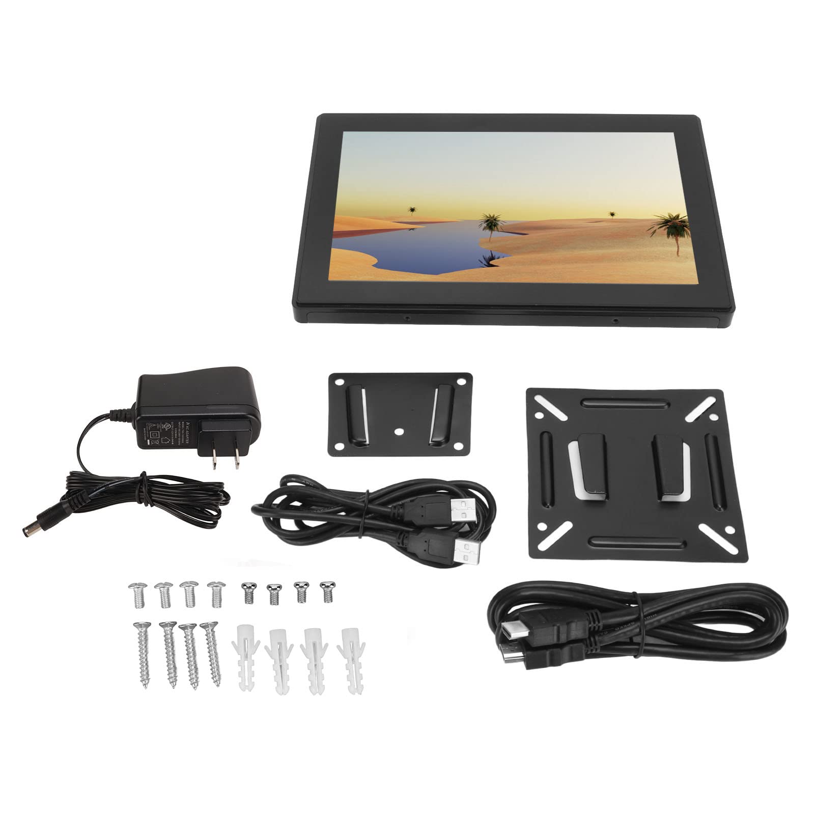 VINGVO 10.1 Inch Touchscreen Monitor, IPS Monitor IPS Wide View Technology Simple Operation IP65 Waterproof for Office (US Plug)