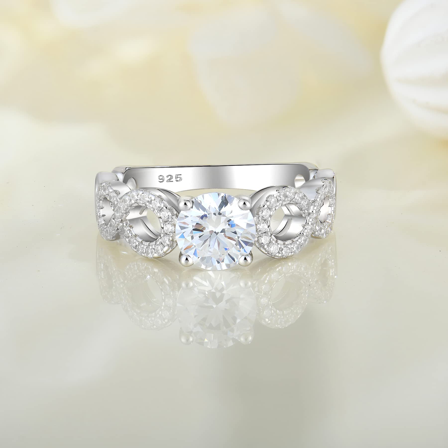 PAZEEN Infinity Rings for Women 925 Sterling Silver Birthstone Band Cubic Zirconia Statement Ring Bridal Wedding Anniversary Promise Ring for Her size9