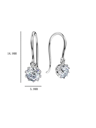 Rockher Sparkle in Elegance with .925 Sterling Silver 2 Cttw Round Cubic Zirconia Tiara Stud Earrings with 9 Prongs Round Brilliant