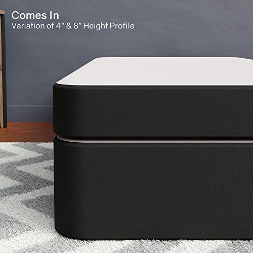 Zutan, 4-Inch Fully Assembled Traditional Foundation, Sturdy Fabric Paneled Strong Split Wooden Frame, Durable Bedding Mattress Box Springs, King, Black