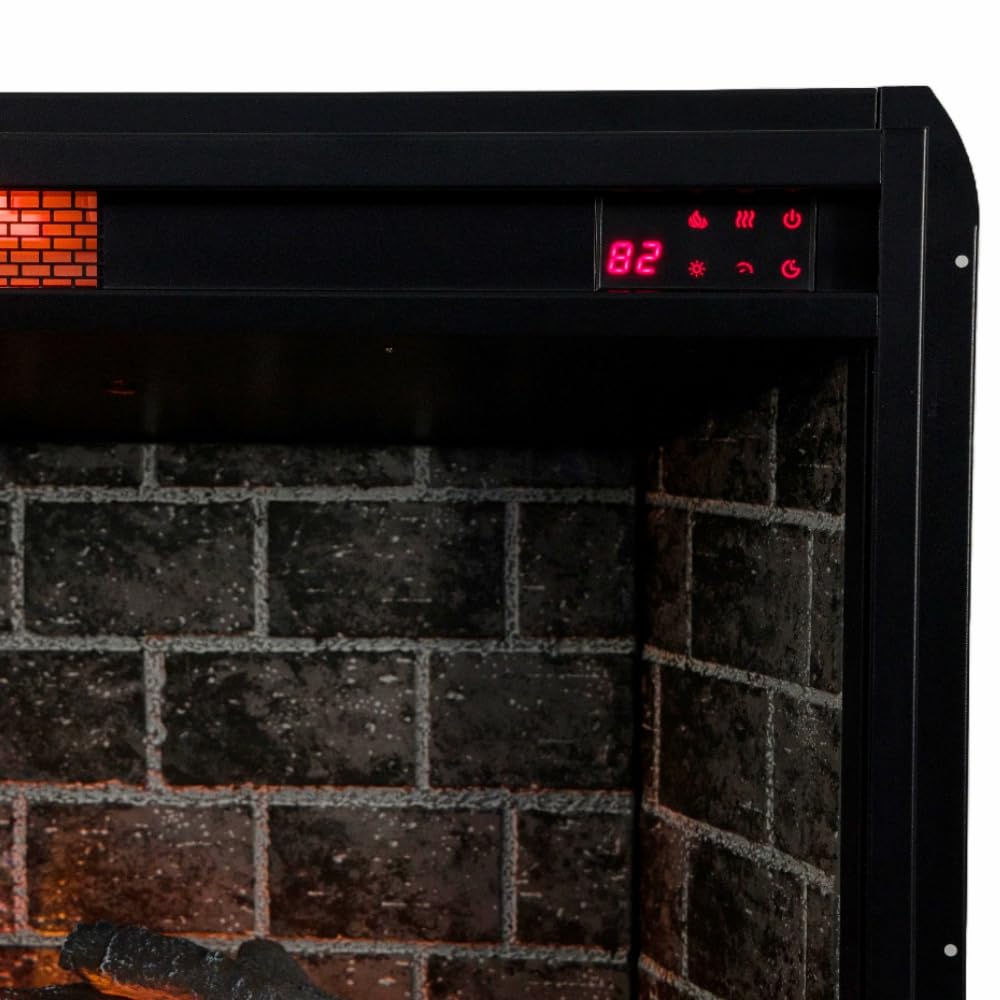 Modern Ember Uptown 28" Smart Electric Fireplace Insert with Remote Control, Compatible with Alexa and Google Assistant - 1,000 Sq Ft Electric Heater with Realistic Flames and Log Set