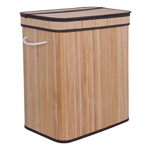 Laundry Basket Bamboo Laundry Hamper 2 Parts for Dirty Clothes Storage