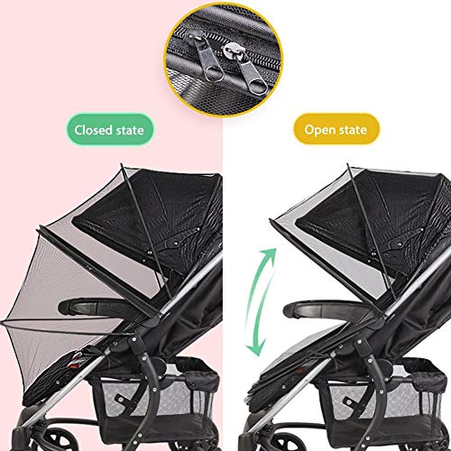 Lorchwise Baby Mosquito Net,Pram Net,for Pushchair,Pram,Buggy,Carrycot and Trave,Car Seats Foldable Two-Way Zippered Mesh Mosquito Net Stroller Accessories