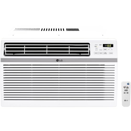 LG 12,000 BTU Window Air Conditioner, 115V, Cools 550 Sq.Ft. for Bedroom, Living Room, Apartment, Quiet Operation, Electronic Control with Remote, 3 Cooling & Fan Speeds, Auto Restart, White