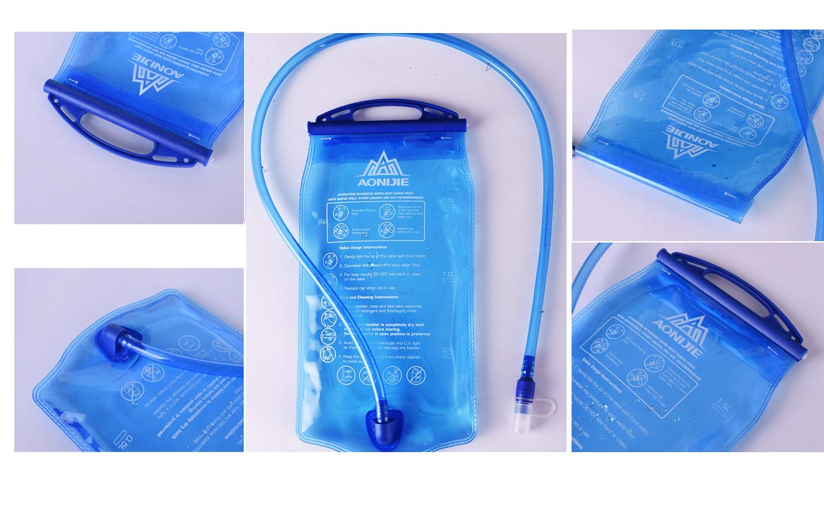 Lovtour Premium Running Race Hydration Vest Pack for Marathon, Cycling, Hiking with Soft Water Bottle As Gift (Blue+1.5L Water Bladder)
