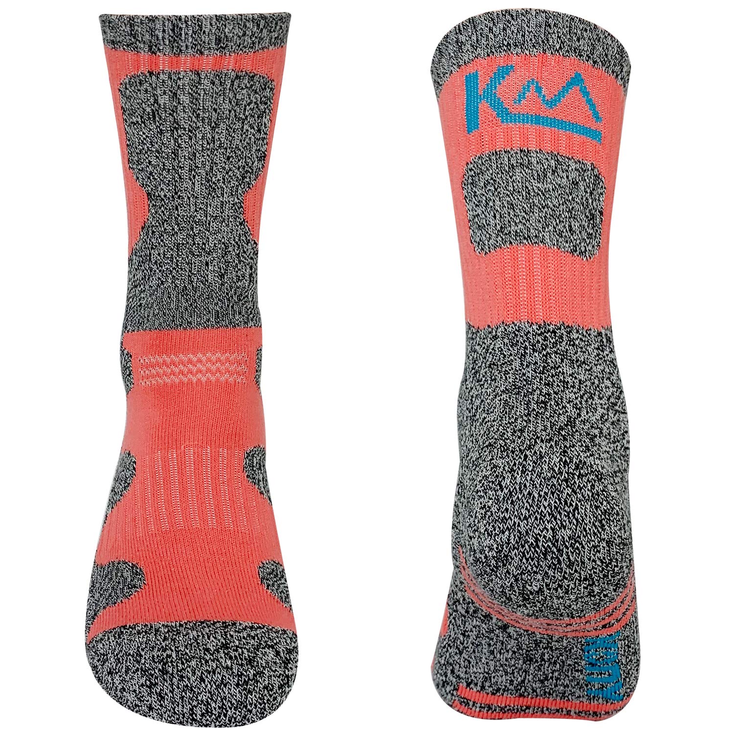 KONY Womens Cotton Full Cushioned Hiking Socks, 5 Pack Moisture Wicking Outdoor Trekking Crew Socks (Mix-3, Medium (US Shoe Size 6-8.5))