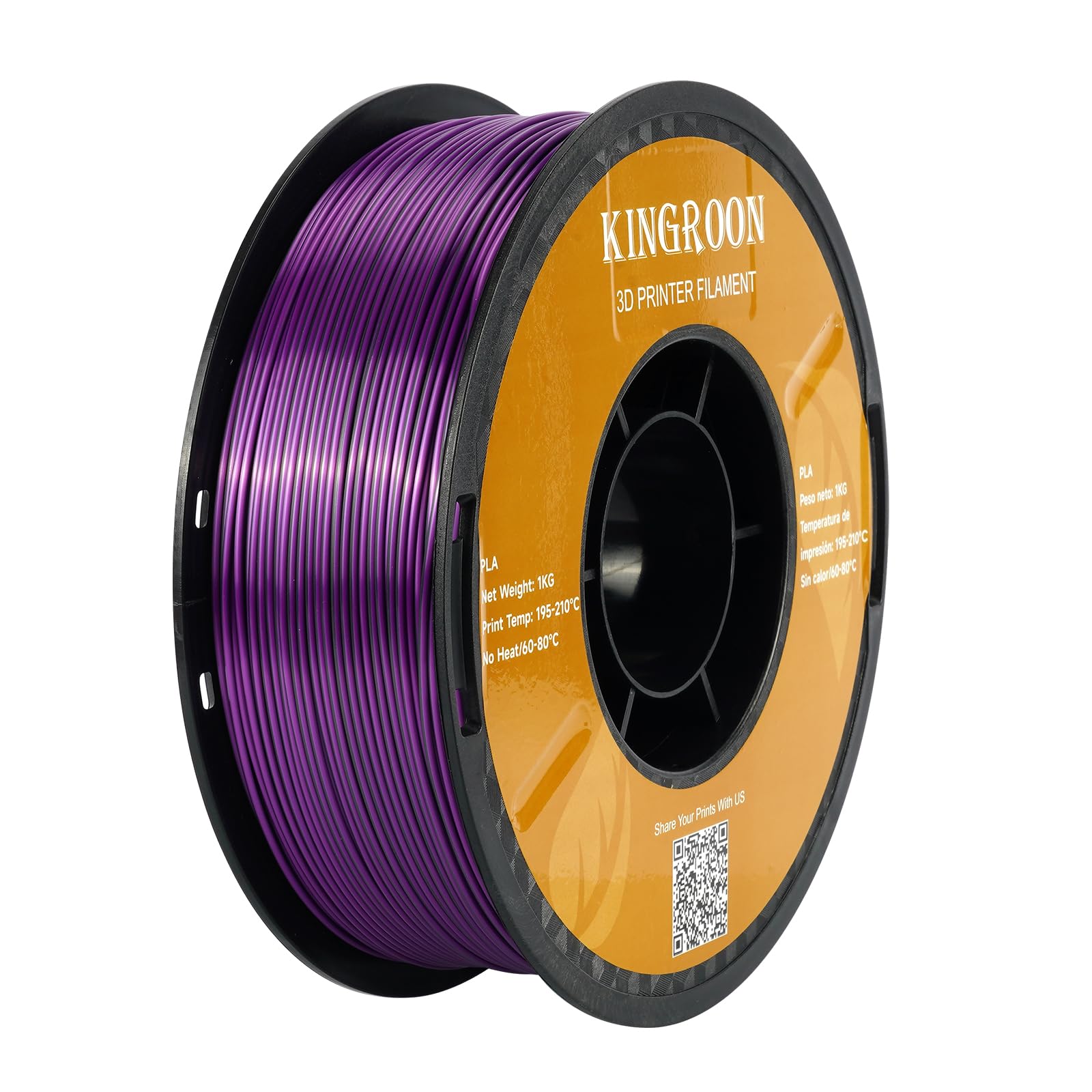 Kingroon PLA 3D Printer Filament, Dual Color Silk PLA Filament, Dimensional Accuracy +/- 0.03 mm, 1kg Spool(2.2lbs), 1.75 mm, Black Purple