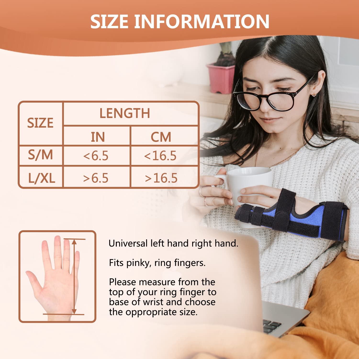 Pinky Finger Splint 4th or 5th Two Finger Splint Metacarpal Finger Splint Hand Brace Knuckle Fracture Splint Finger Immobilizer for Broken Finger Trigger Finger Dislocated Arthritis Pain Relief