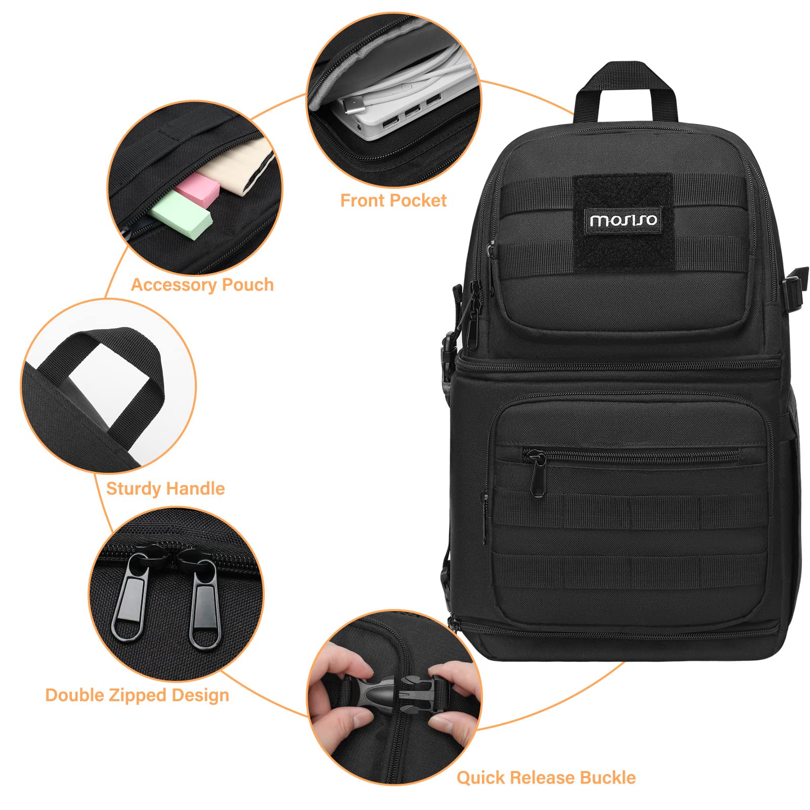 MOSISO Camera Sling Bag, DSLR/SLR/Mirrorless Tactical Camera Crossbody Bag Case Photography Slingpack with Tripod Holder & Removable Modular Inserts Compatible with Canon/Nikon/Sony/Fuji, Black