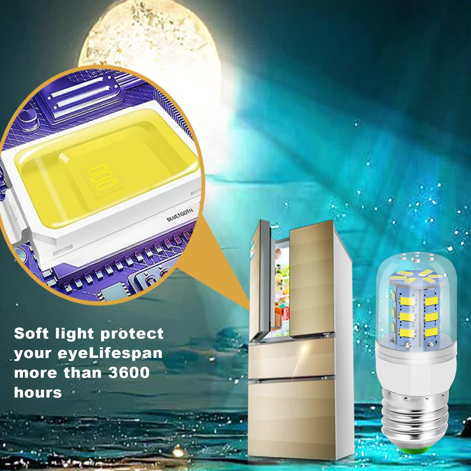kzfuli 5304511738 LED Refrigerator Light Bulb Replacement AP6278388 PS12364857 Accessories. Compatible with Frigidaire Electrolux and Kenmore Refrigerators. 6500K White Light 3.5W(1Pack)