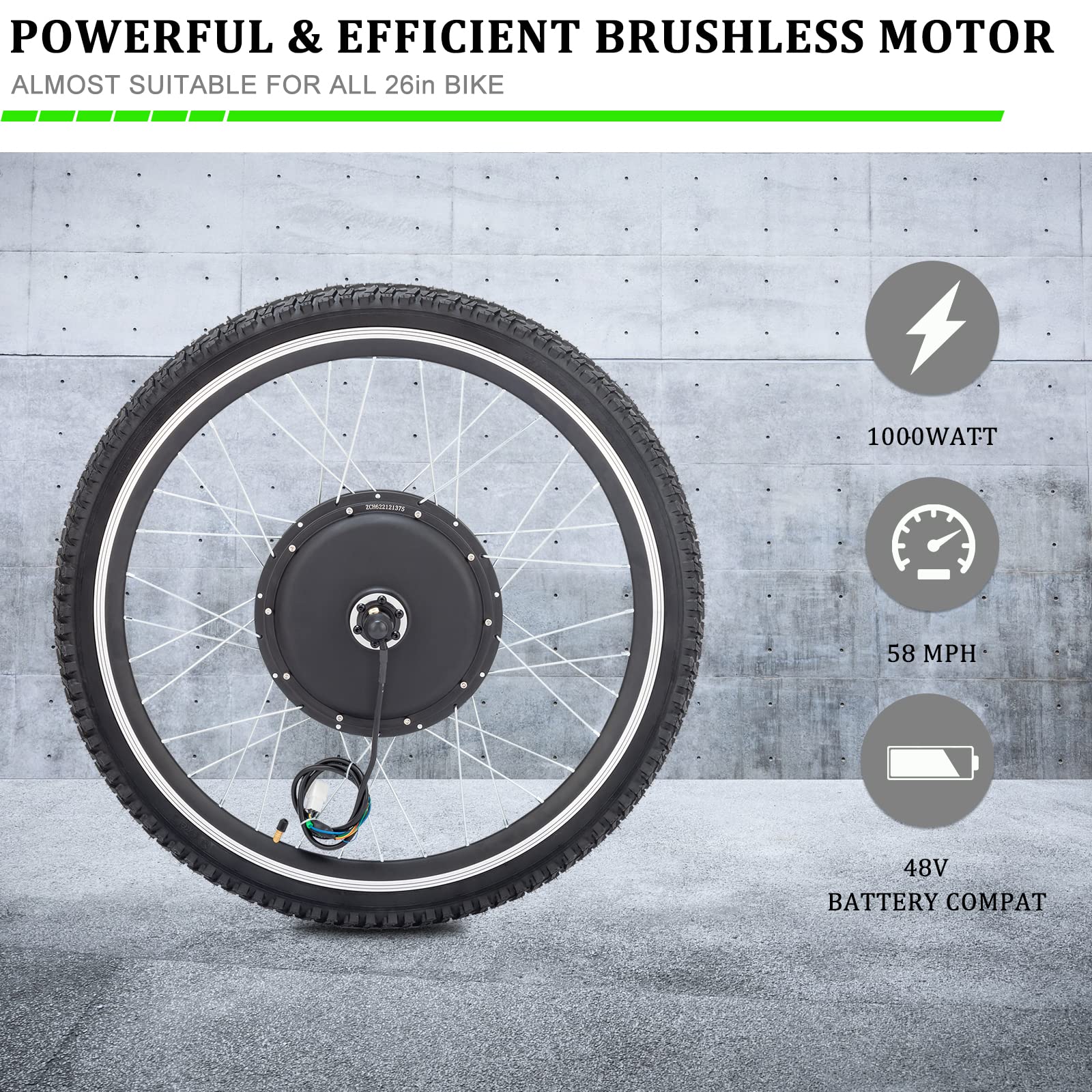 Ktaxon Electric Bike Conversion Kit, 48V 1000W Ebike Conversion Kit, 26" E-Bike Conversion Kits with PAS System, LCD Display, Double Wall Aluminum Alloy Frame and Gearless Hub Motor(Rear Wheel)