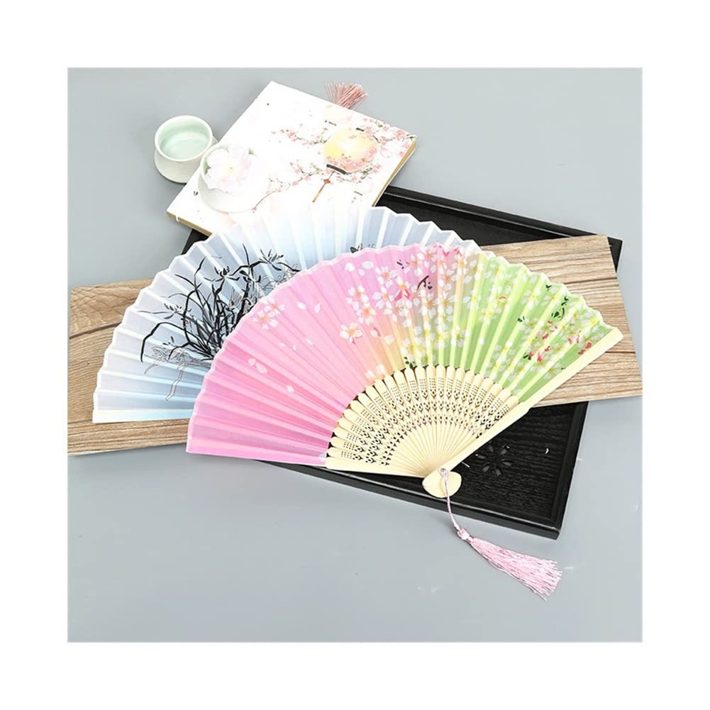 PBLCYUT Chinese Style Fan Pattern Folding Dance Wedding Party Lace Silk Folding Hand Held Flower Fan Women Photo Prop Tool Art Craft (Color : 11)
