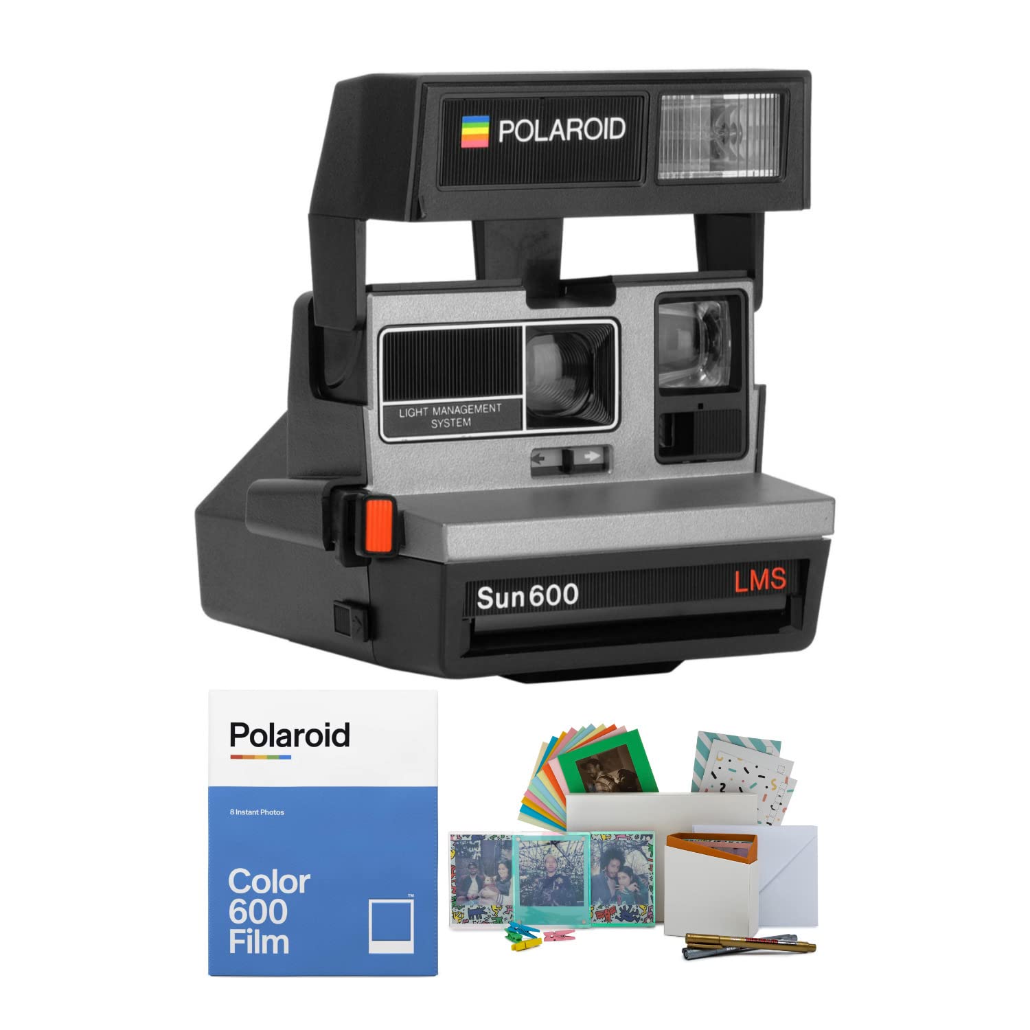 Polaroid 600 Sun600 LMS Silver Camera with Color Film and Film Kit Bundle (3 Items)