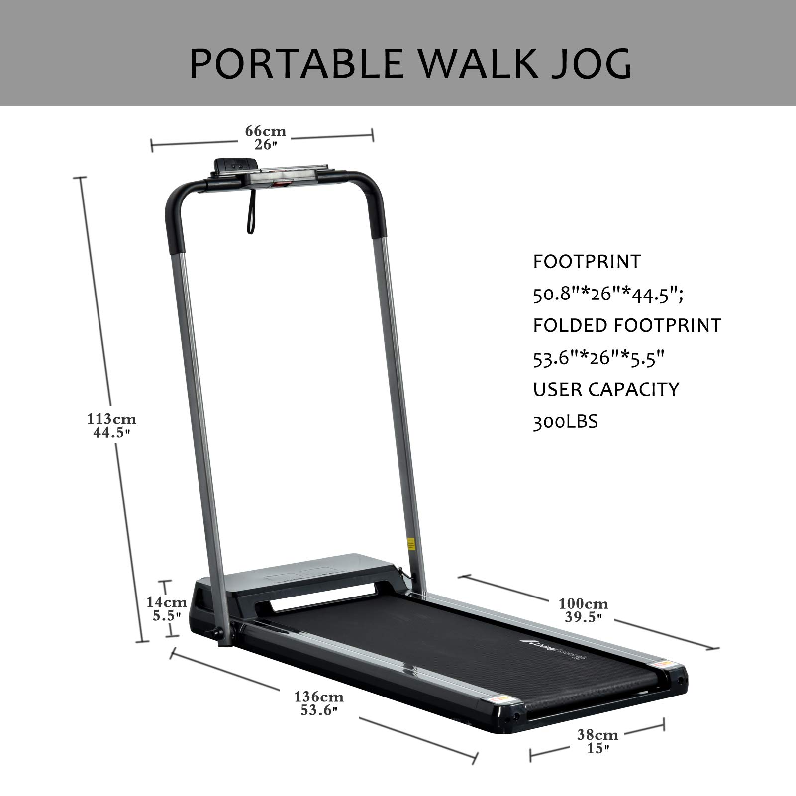 LINKLIFE 2 in 1 Folding Treadmill for Home Portable Electric Treadmill Running Exercise Machine Compact Treadmill Foldable for Home Gym Fitness Workout Jogging Walking, No Installation Required Black