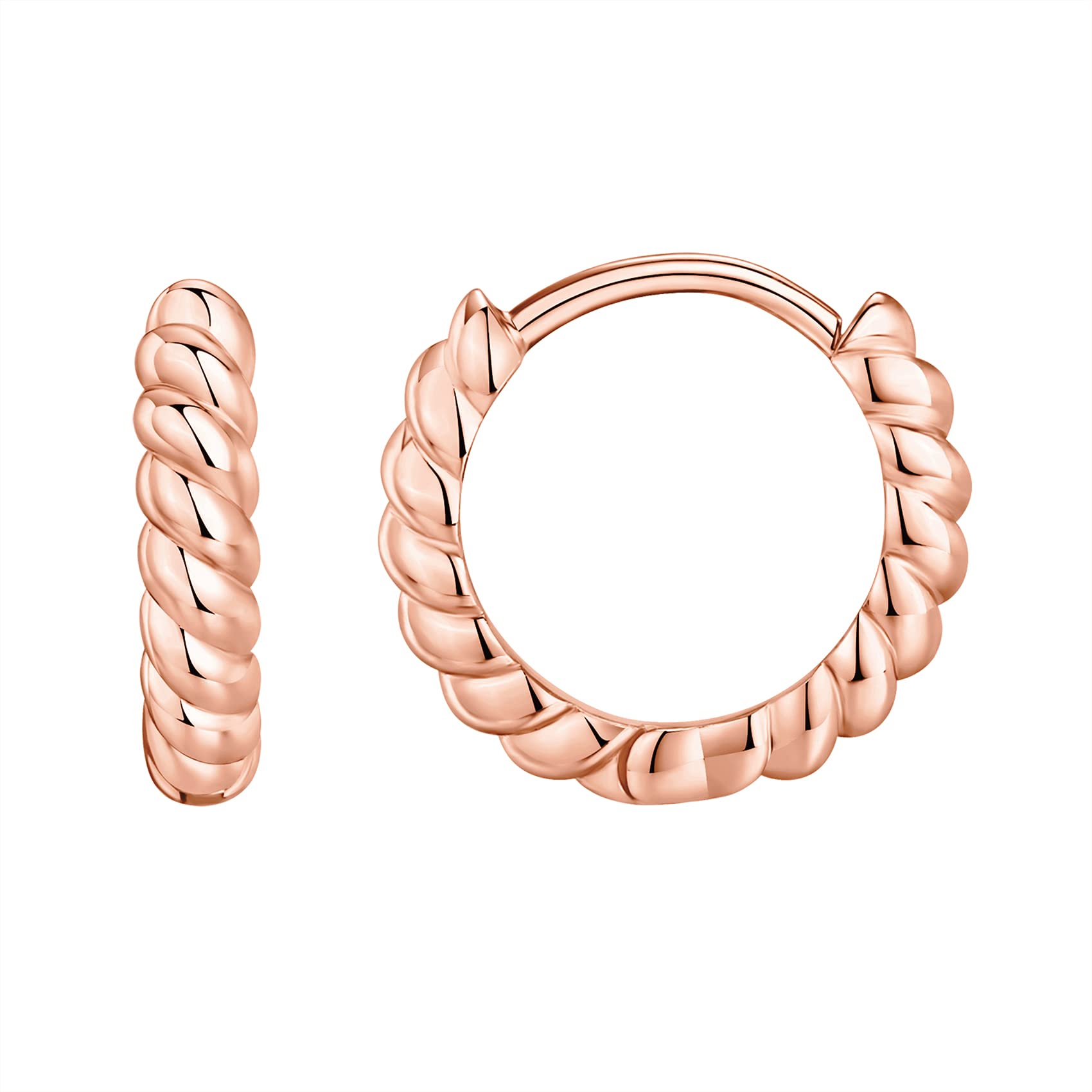 PAVOI 18K Gold Plated 925 Sterling Silver Post Twisted Huggie Earring | Women's Mini Hoop Earrings (Yellow Vermeil)