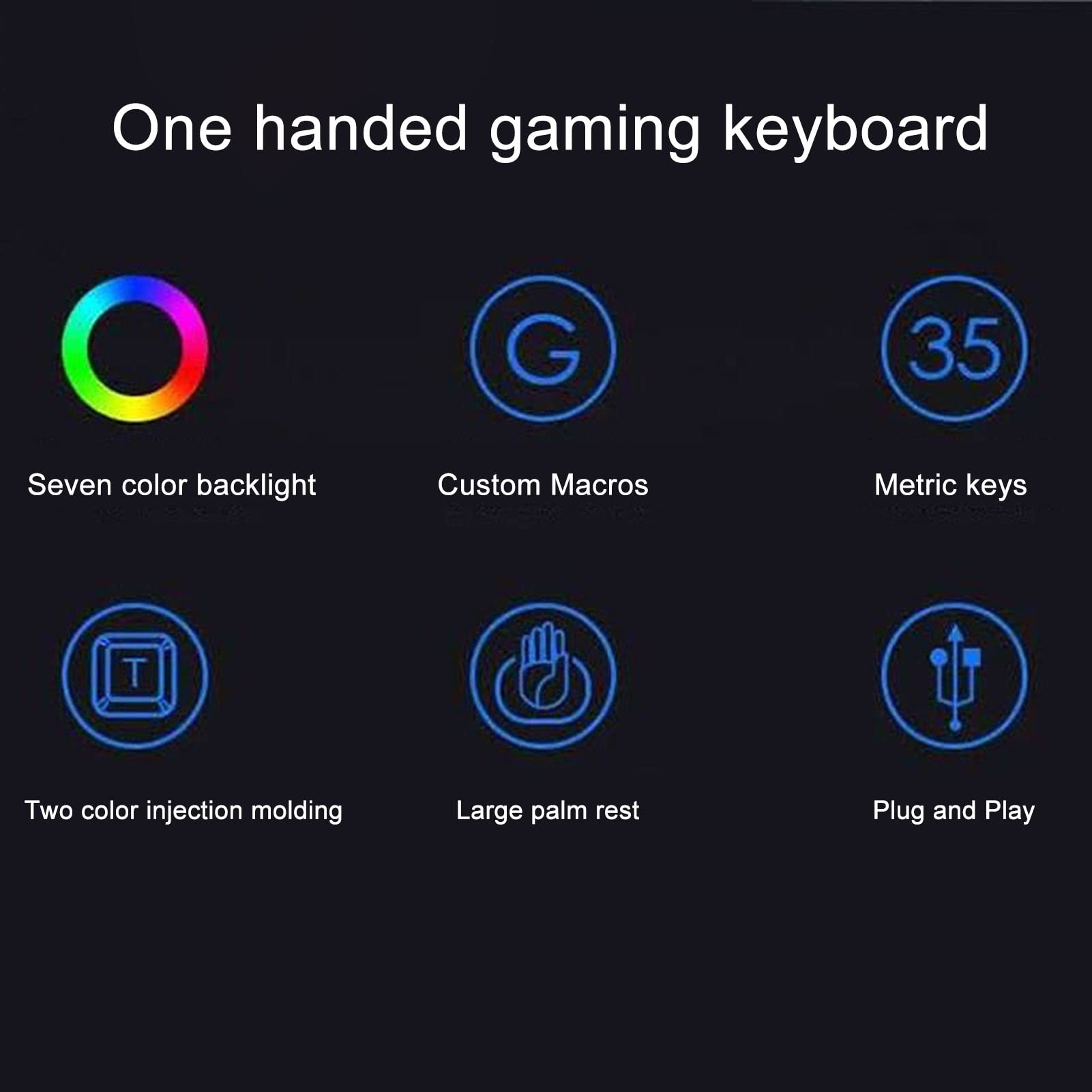 VINGVO One Handed Gaming Keyboard, 35 Keys RGB Gaming Keyboard Ergonomic Design for Desktop Computers