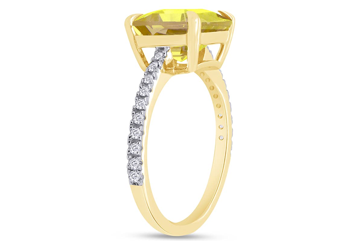 Jewel Zone US Asscher Cut Canary Yellow White Cubic Zirconia Ring in 14k Yellow Gold Over Sterling Silver