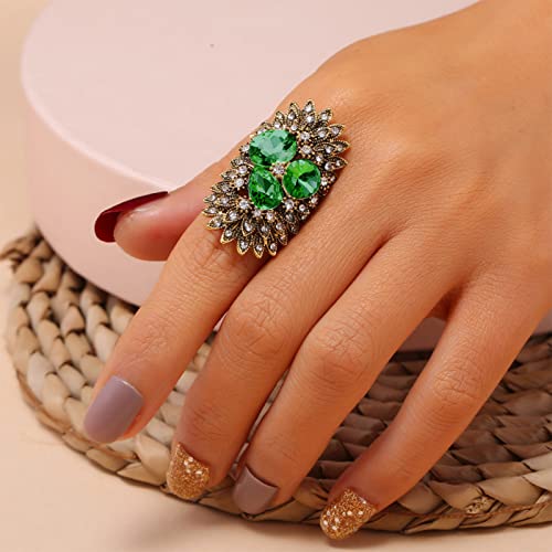 Otxas Gold Snake Ring Adjustable Punk Snake Ring for Women Boho Stacking Rings Set Vintage Goth Silver Snake Ring Jewelry (green1)