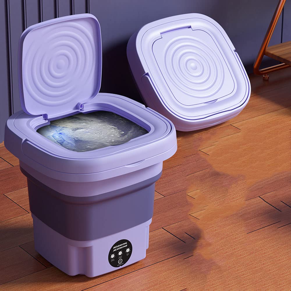 MOCOFO 8L Folding Washing Machine - Mini Portable Washing Machine for Camping, RV, Travel - Suitable for Underwear, Bra, Socks - 8L Large Capacity - Home Use(purple)