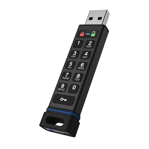 SecureData SecureUSB KP 8GB Hardware Encrypted USB 3.0 Flash Drive FIPS 140-2 Level 3 Unlock via Keypad TAA Compliant, CJIS, HIPAA, CMMC, GDPR Compliant, Works with Mac and Win Free AV