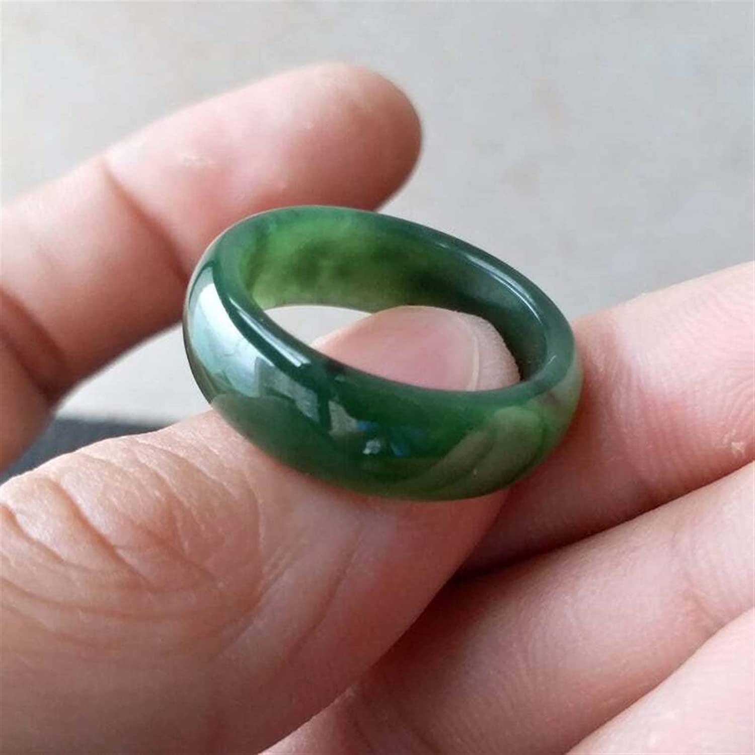 Ring Jewelry, Natural Green Nephrite Narrow Band Ring Canadian Jade Greenstone Jewelry Gift (Size : 5) (Size : 5)