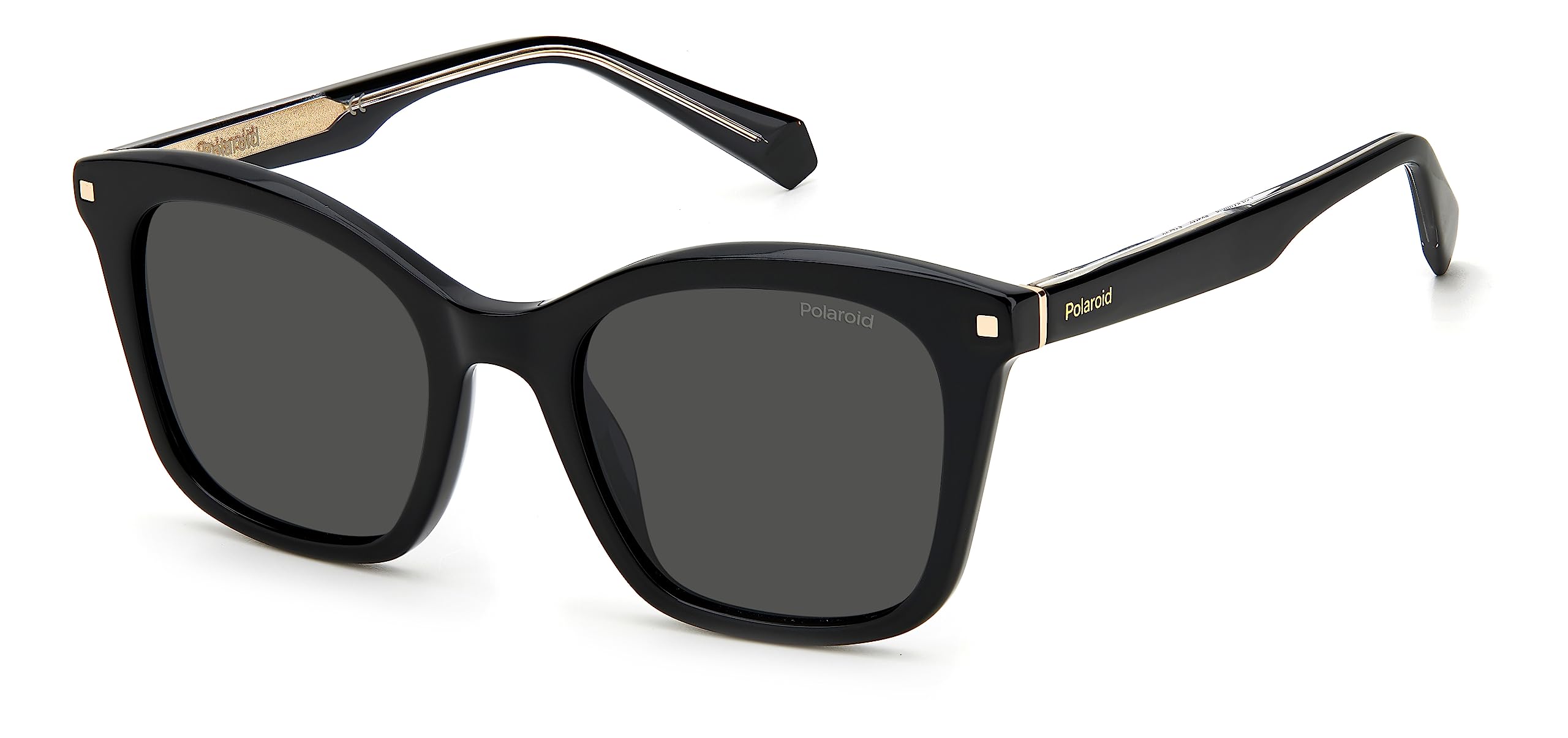 Polaroid Sunglasses Women's PLD 4110/S/X Rectangular Sunglasses, Black/Polarized Gray, 51mm,20mm
