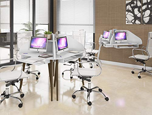 Manhattan Comfort Bradley Mid Century Modern Home Office Floating Corner Desk with Keyboard Shelf, 43.98", White