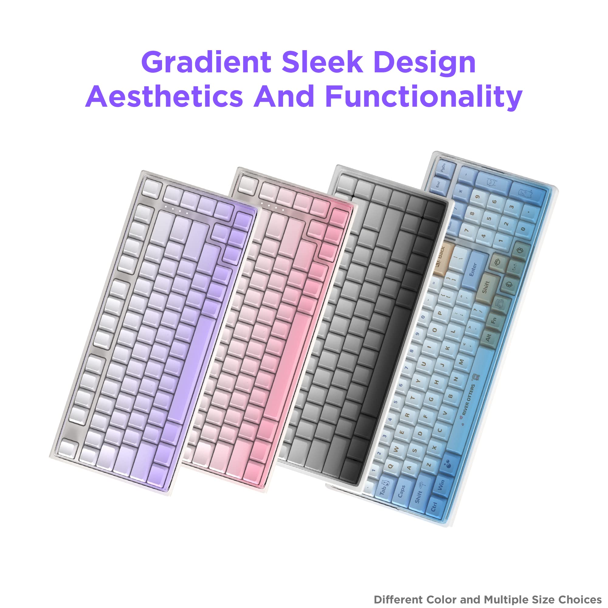 YUNZII Gradient Clear Acrylic Keyboard Cover Protector with Dustproof Waterproof Anti-hit Anti-cat Protective Case for 65%,75% Layout, 84 Key 98 Key Mechanical Keyboard (68-Key Size,Purple)