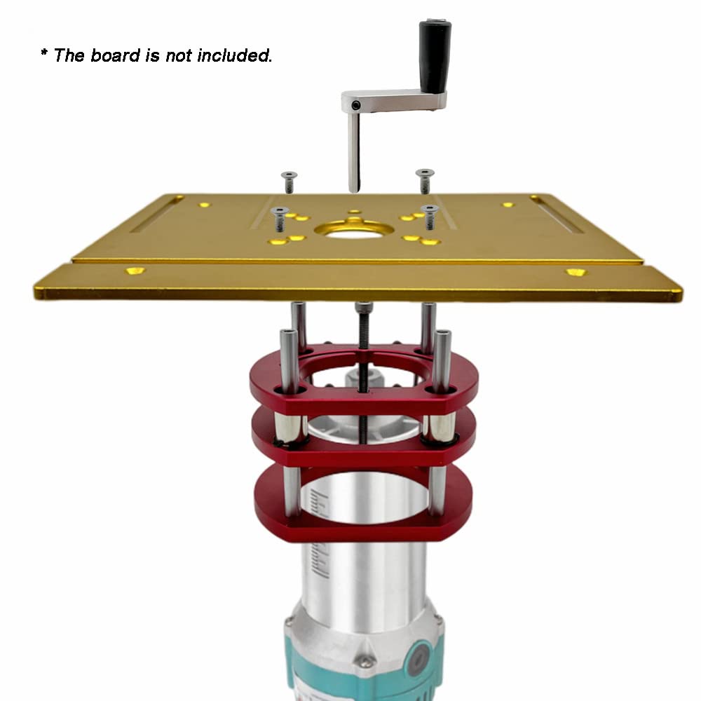 Router Lift, Geevorks Woodworking Router Table Insert Plate Lift Base for 64-66mm Diameter Motors, Max Lift 51mm Woodworking Engraving DIY Tools