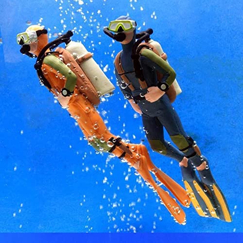WAYUTO Fish Tank Diver Floating Ornament - Aquarium Decoration Scuba Diver Figurines Mini Swimmers Figurines for Home Decor Fish Tank Landscape Ornament Blue