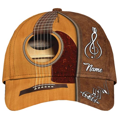 Personalized Love Guitar Music Leather Pattern Classic Baseball Cap, Medium-Large