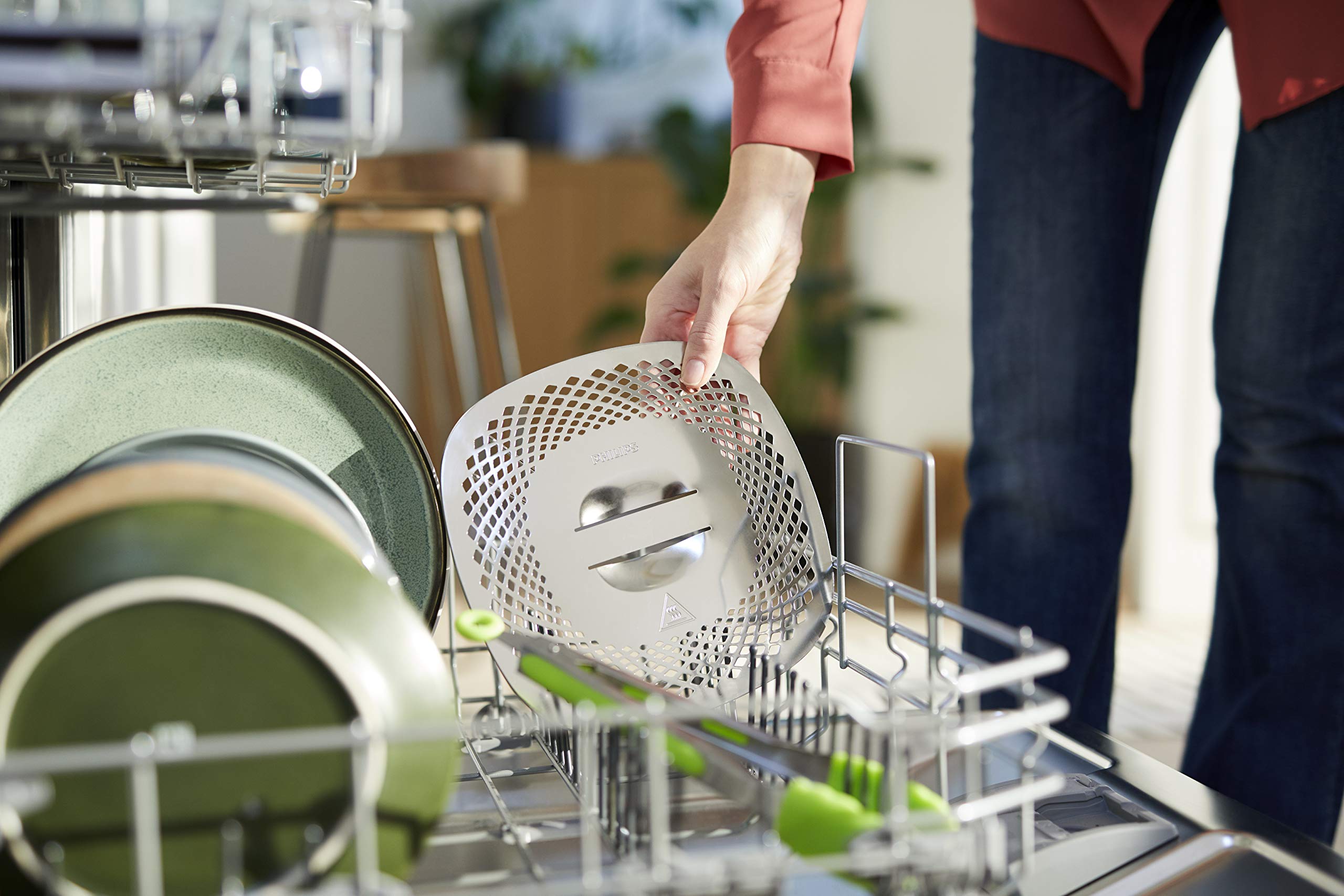 Philips Kitchen Appliances Snack Master Accessory Kit for Philips Airfryer XXL Models, with Snack Cover and Silicone Tongs, Dishwasher Safe Parts for Easy Cleaning, Foldable Legs, Silver (HD9954/01)