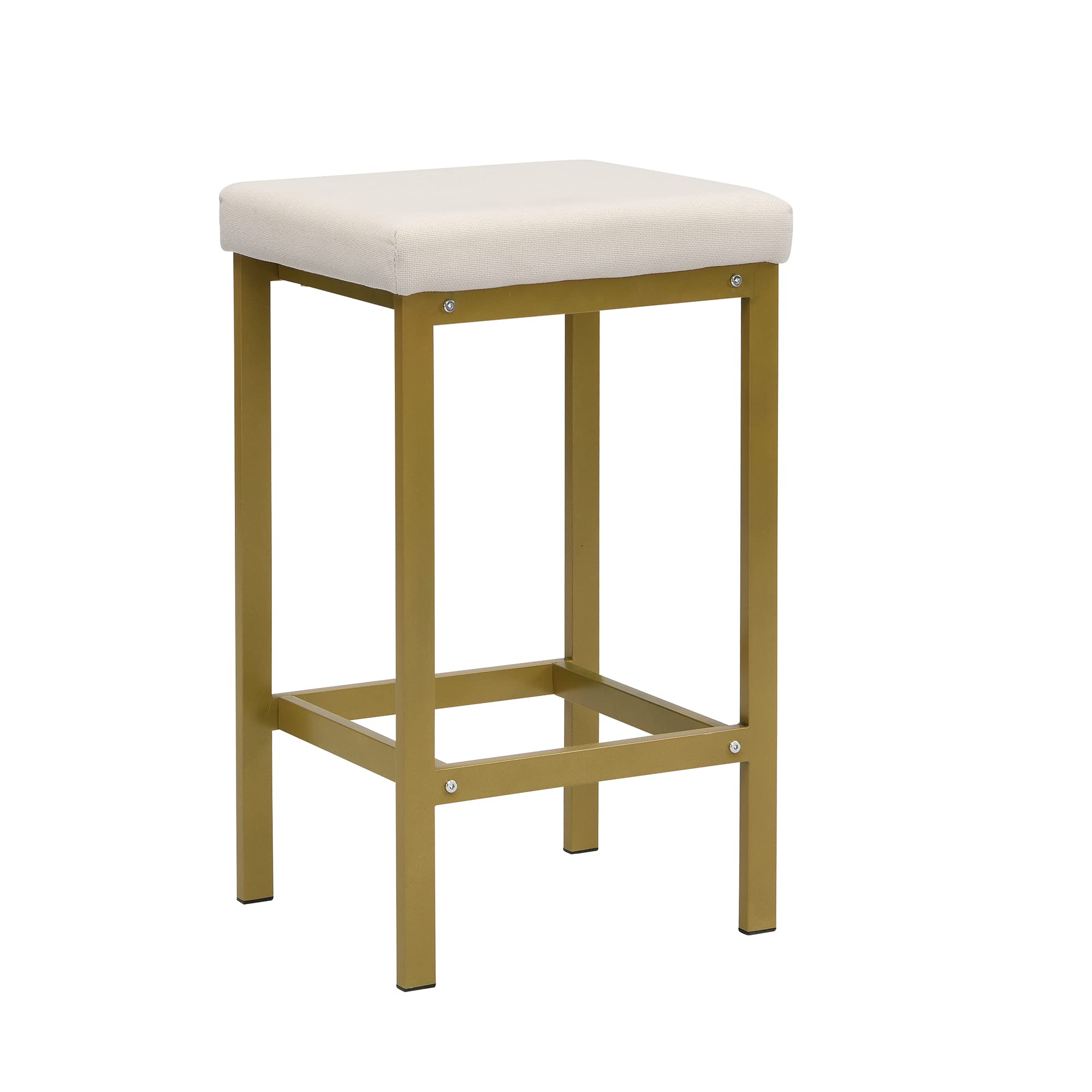LCH Modern Style 4-Piece Counter Height Extra Long Metal Console Table Bar Kitchen Set with 3 Fabric Stools for Dining Room,Pub and Bistro,Breakfast Nook,Easy to Assemble,Gold+Beige