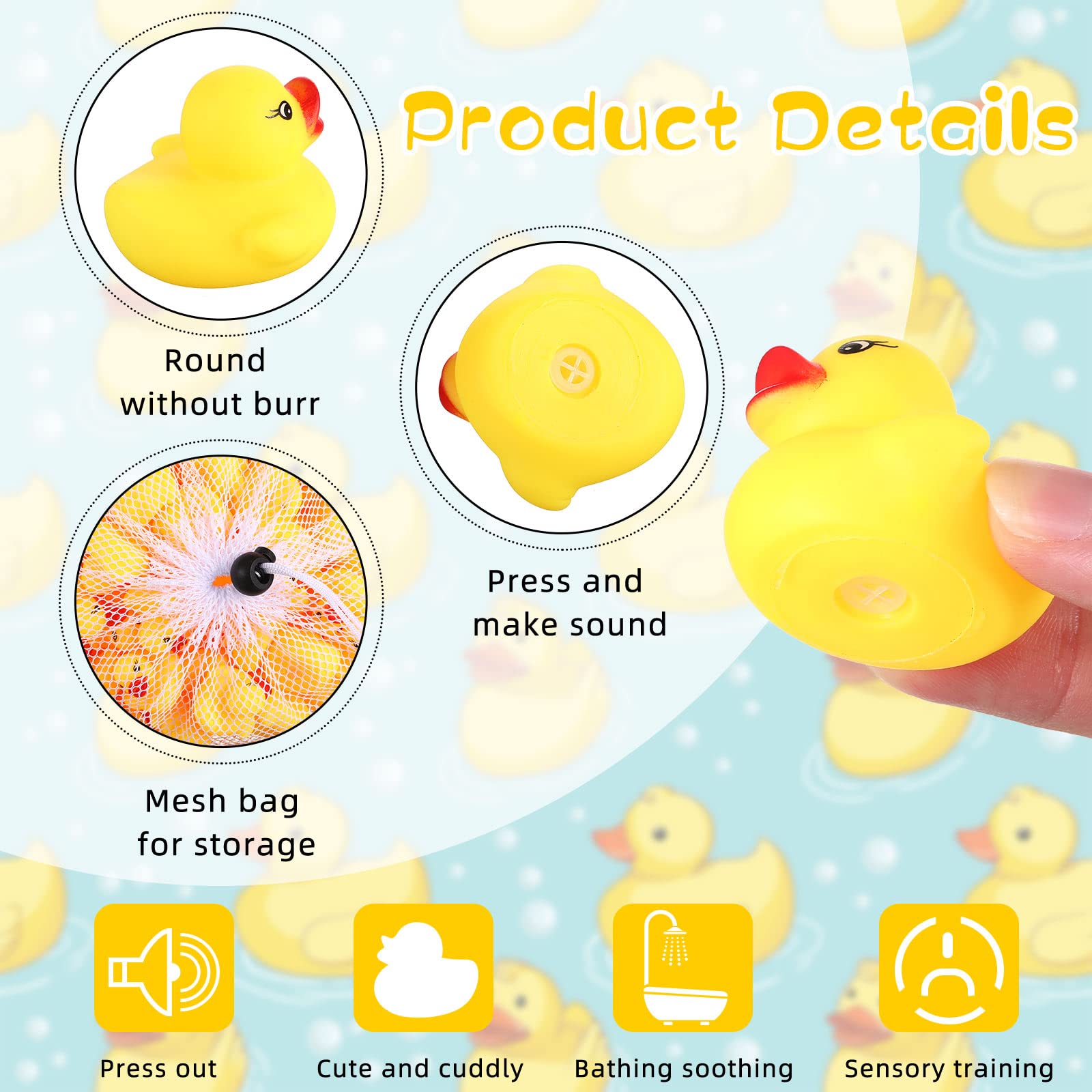 Shappy Mini Rubber Ducks Bulk with Bags Yellow Tiny Ducks Squeak & Float Duck for Shower Ducks Bathtub Birthday Party Decoration(300 Pcs), 11.8x13.8 Inch