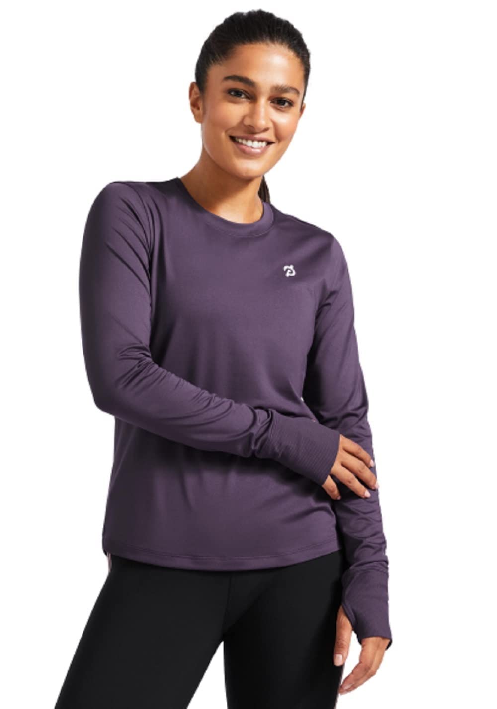 Peloton womens Warm Up Long Sleeve T Shirt, Purple, Large US