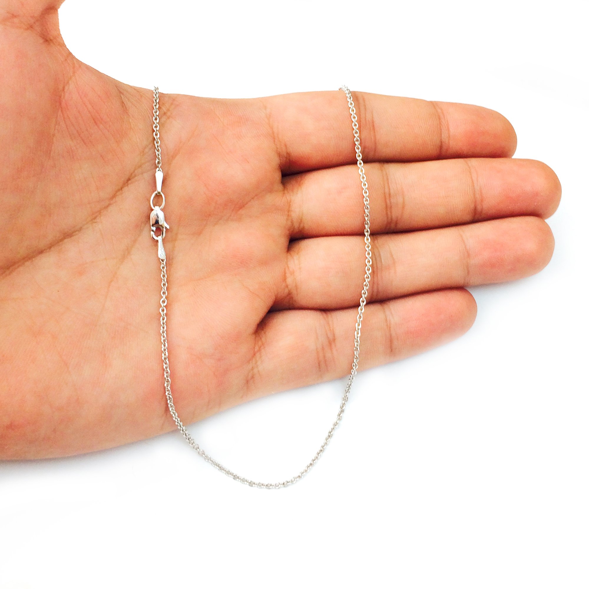 Jewelry Affairs 14k White Real Gold Forsantina Chain Necklace, 1.5mm, 18"