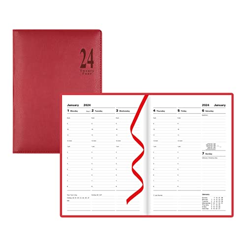 Letts of London Milano Weekly Planner, 12 Months, January to December, 2024, Appointments, A5 Size, 8.25" x 5.875", Red (CTO3XURD-24)