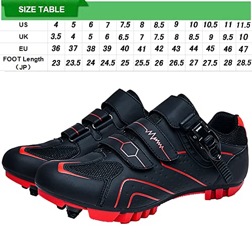 PENXZT Cycling Shoes Mens Flat Mountain Bike Sneakers Breathable Hook-Ring Compatible with SPD Cleats,D,5