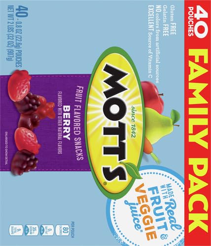 Mott's Fruit Flavored Snacks, Berry, Family Pack, Gluten Free, 40 ct