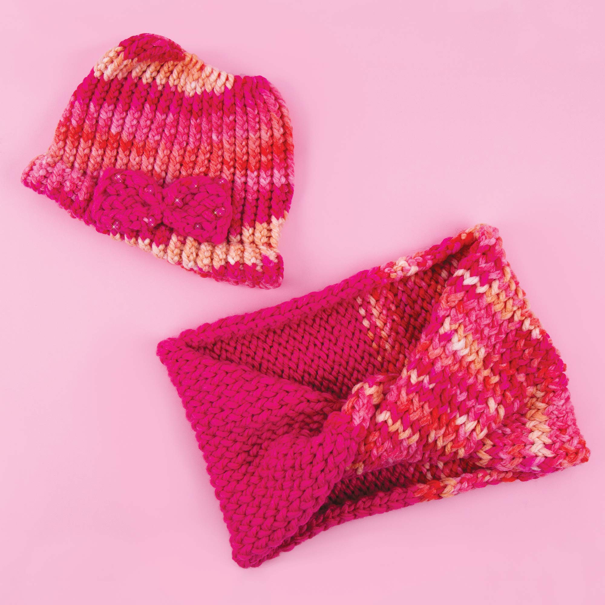 Make It Real - Beanie and Infinity Scarf Knitting Kit - Kids Crochet Kit for Beginners - Includes Loom, Crochet Hook, Plastic Yarn Needle - DIY Arts and Craft Kit Guides Kids to Crochet Beanie & Scarf