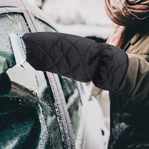 ZARSIO Ice Scraper with Glove Waterproof Car Scraper Mitt Thick Warm Snow Remover Glove Car Window Frost Removal Brush Tool for Car Windshield