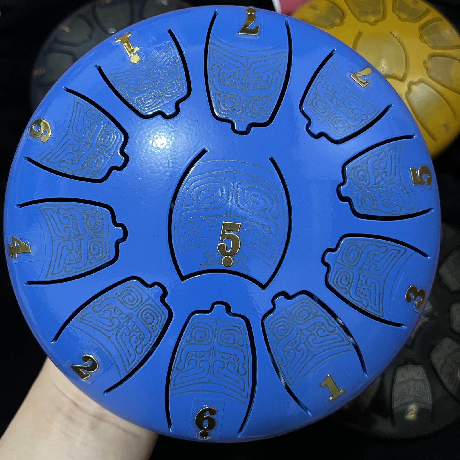 Qiureva Steel Tongue Drum Kit,6 inch 11 note Handpan Drums with Bag,Percussion Instruments Steel Drum for Christmas Gift,Beginner,Yoga, Meditation Navy Blue