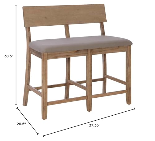 Linon Jorissen Counter Height Bench Gray Wash